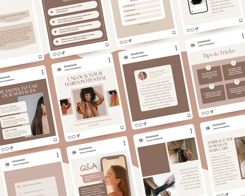 Hair Stylist Instagram Post Template, Editable Social Media Posts for ...