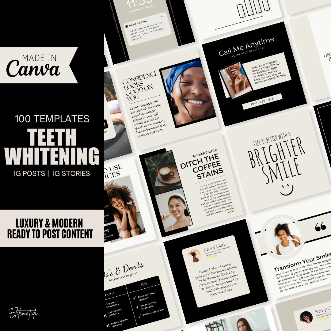Teeth Whitening Instagram and Facebook Templates: Dental Social Media ...