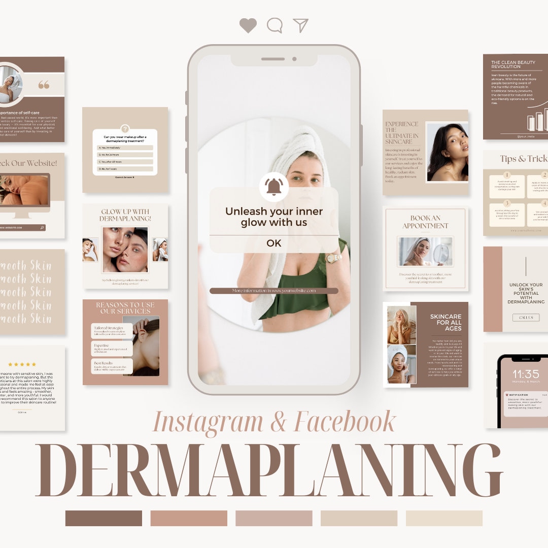 Dermaplaning Instagram Post Template, Social Media Marketing for ...