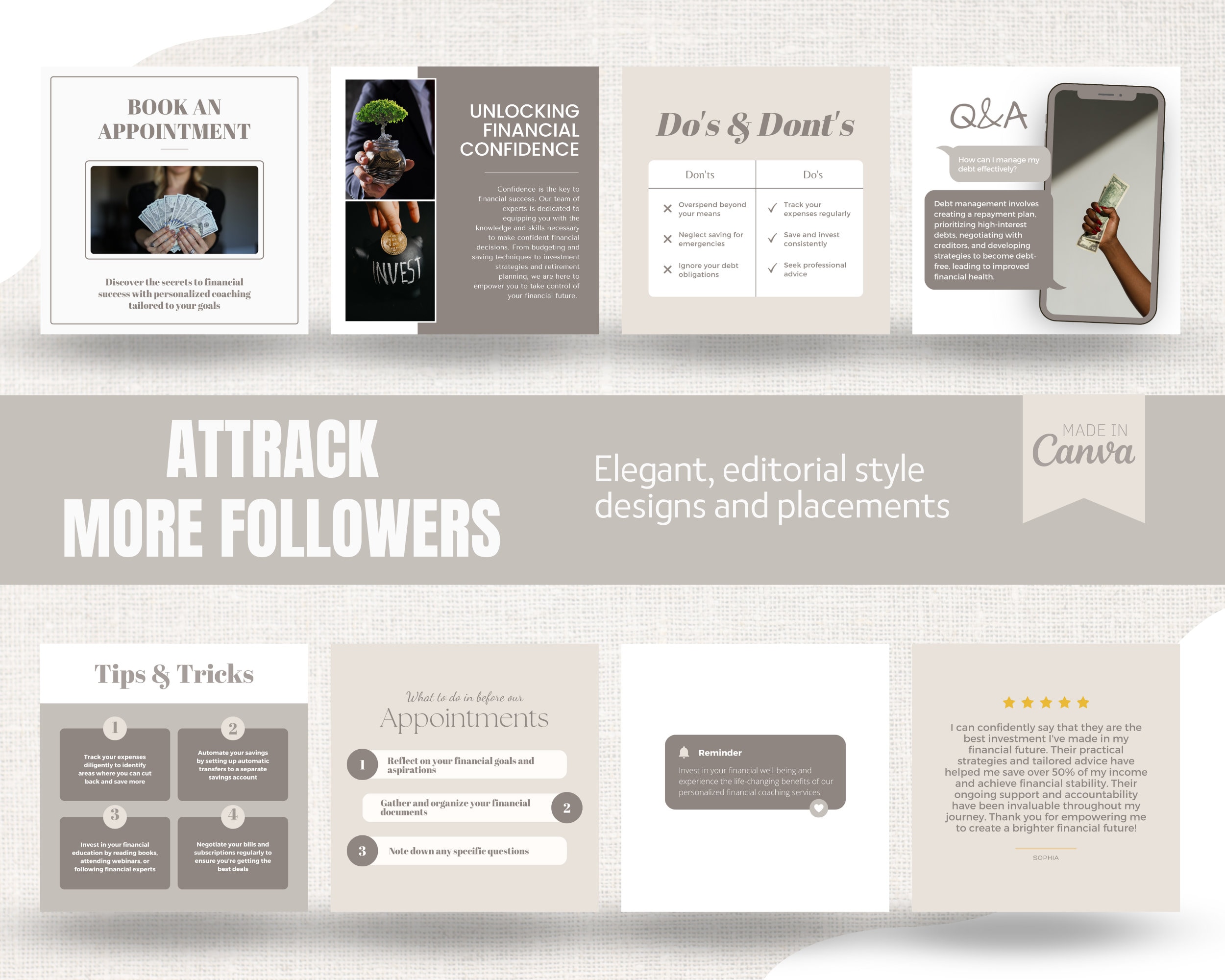 Finance Coach Instagram Post Template, Editable Social Media Posts for ...