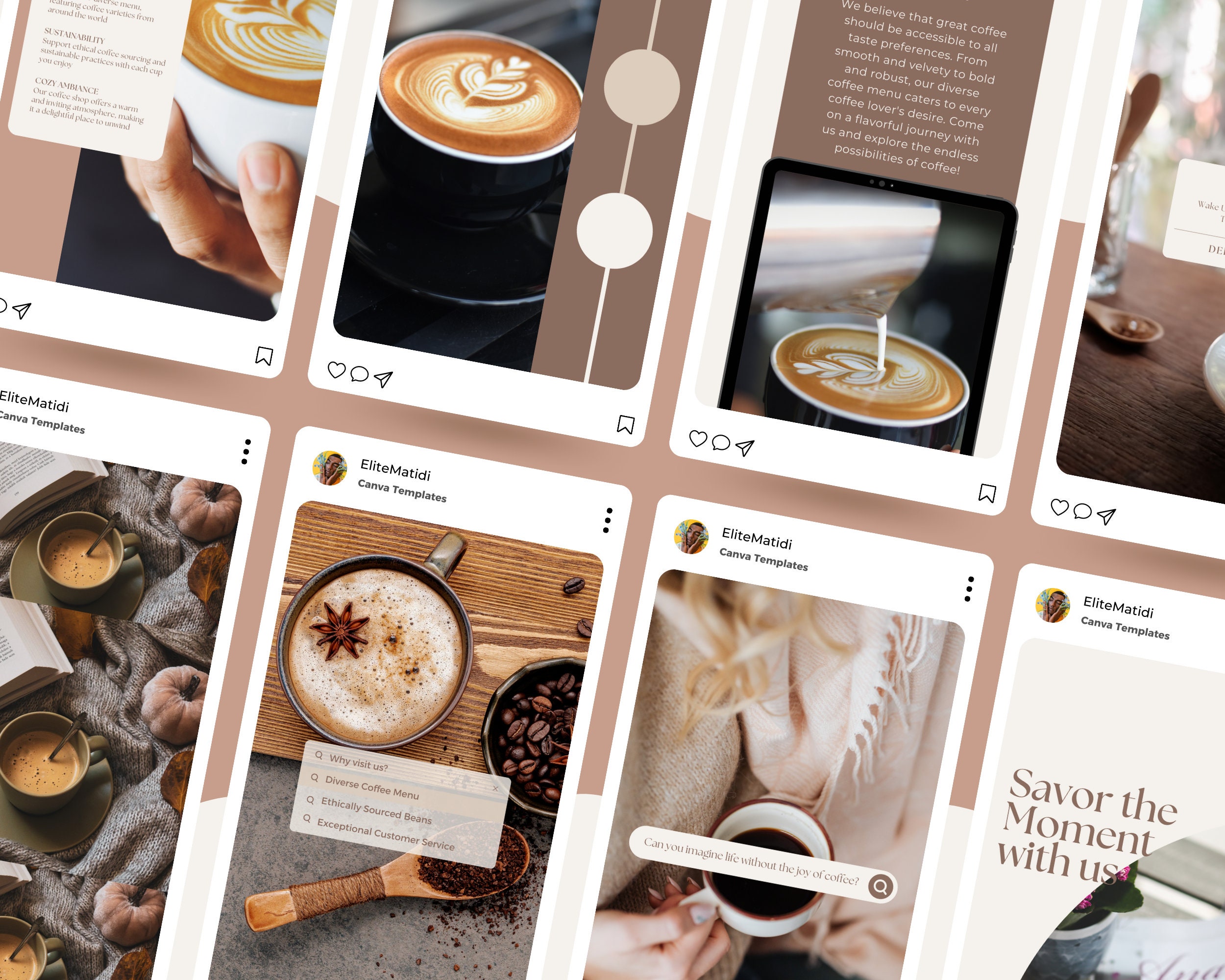 Coffee Shop Instagram Template, Social Media Posts for Coffee House ...
