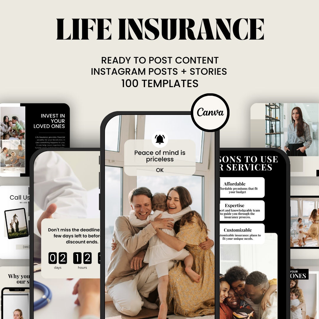 Life Insurance Marketing, Editable Social Media Templates for Life ...