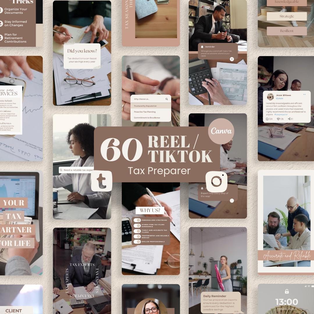 Tax Prep Instagram Reels & Tiktok Videos: Accountant Social Media ...