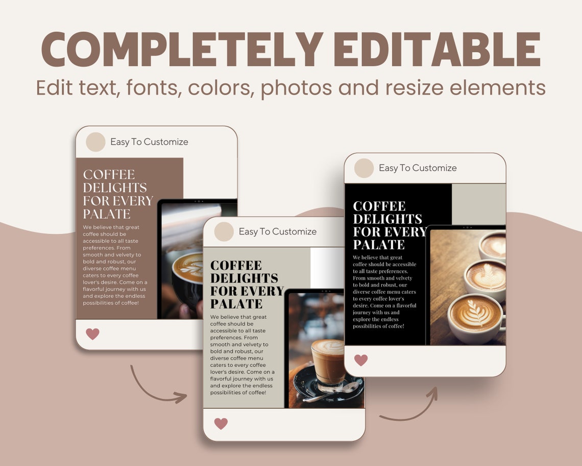 Coffee Shop Instagram Template, Social Media Posts for Coffee House ...