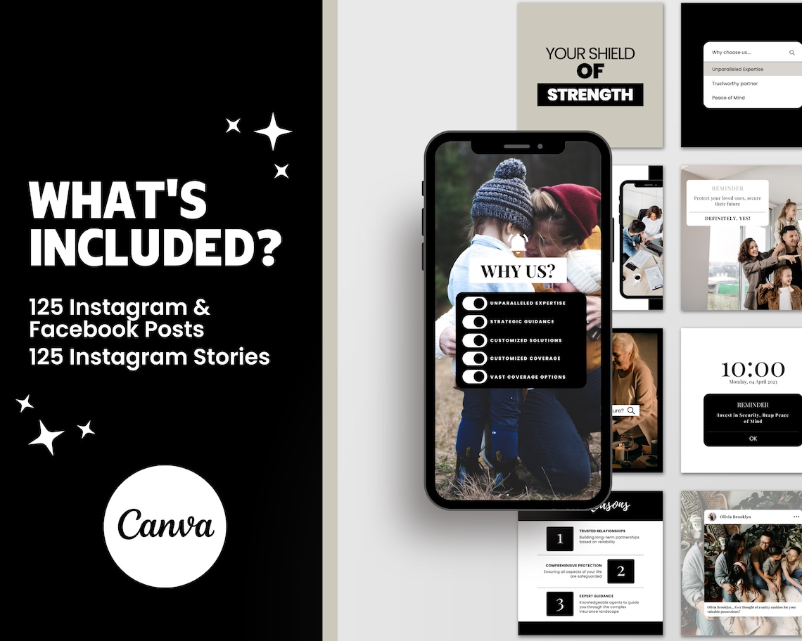 Insurance Agent Instagram Template, Editable Social Media Posts for ...
