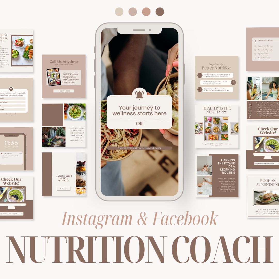 Nutrition Coach Instagram Post Template, Editable Social Media Posts ...