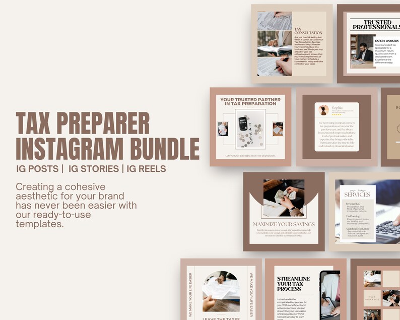 Tax Prep Instagram & Facebook Templates: Social Media Bundle for Tax ...