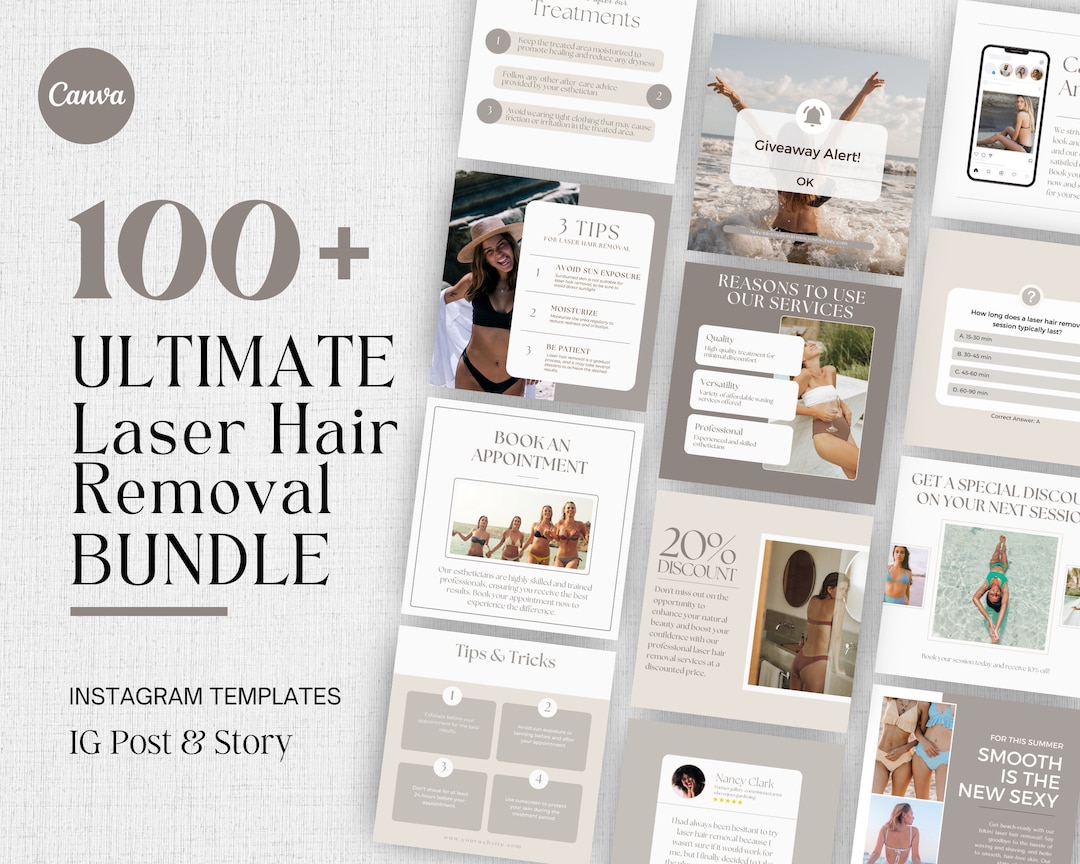 Laser Hair Removal Template, Hair Removal Posts, Beauty Instagram ...