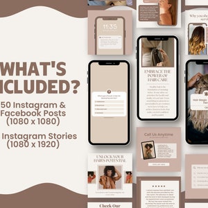 Hair Stylist Instagram Post Template, Editable Social Media Posts for ...