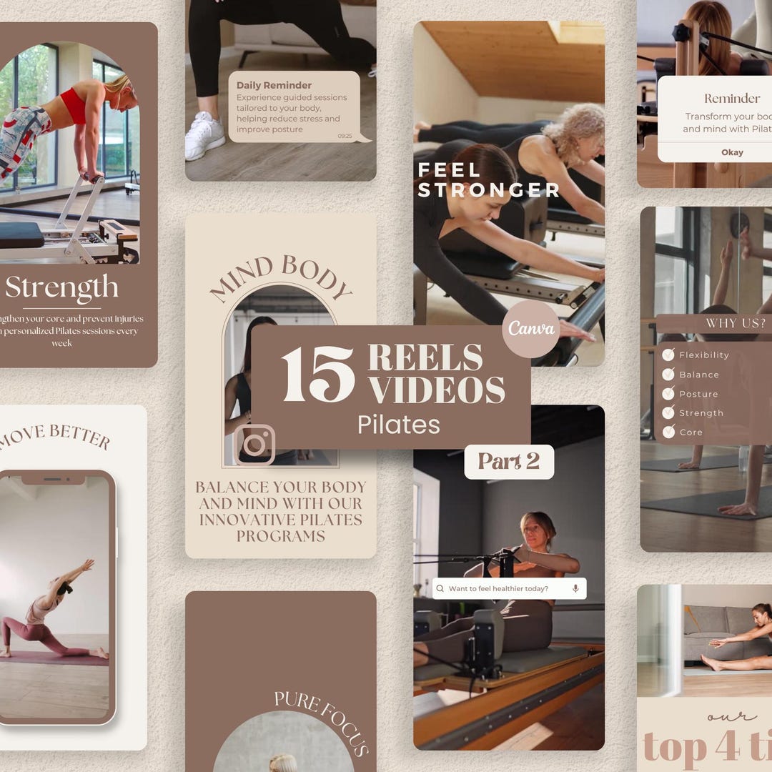 Pilates Instagram Reels & Tiktok Templates, Aesthetic Social Media ...