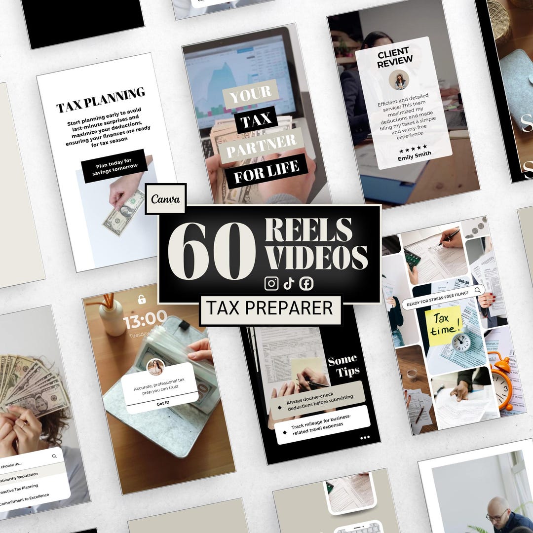 Tax Preparer Instagram Reels & Tiktok Videos: Social Media Templates ...