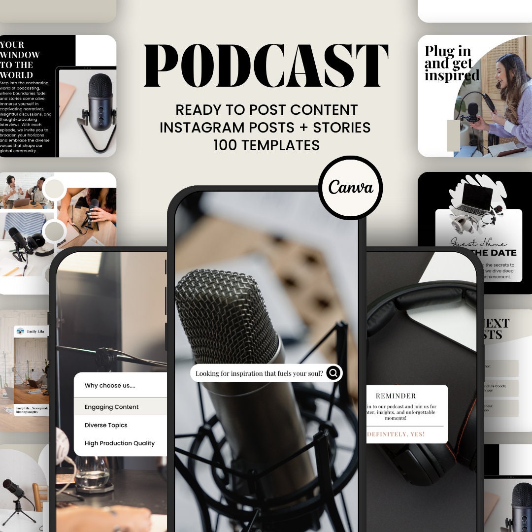 Podcast Instagram Post Template, Editable Social Media Posts for ...