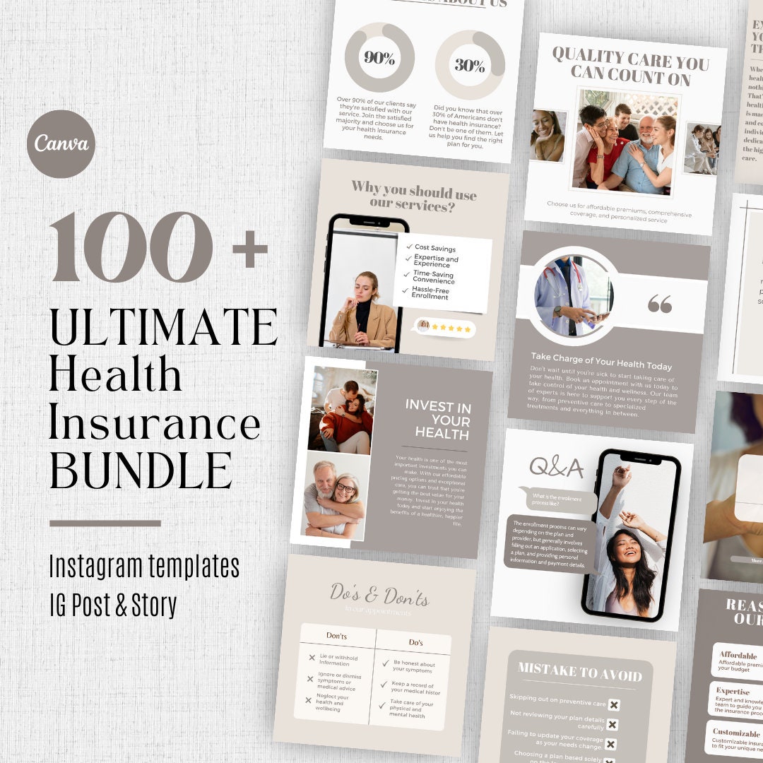 Health Insurance Broker Instagram Templates, Editable Health Insurance ...