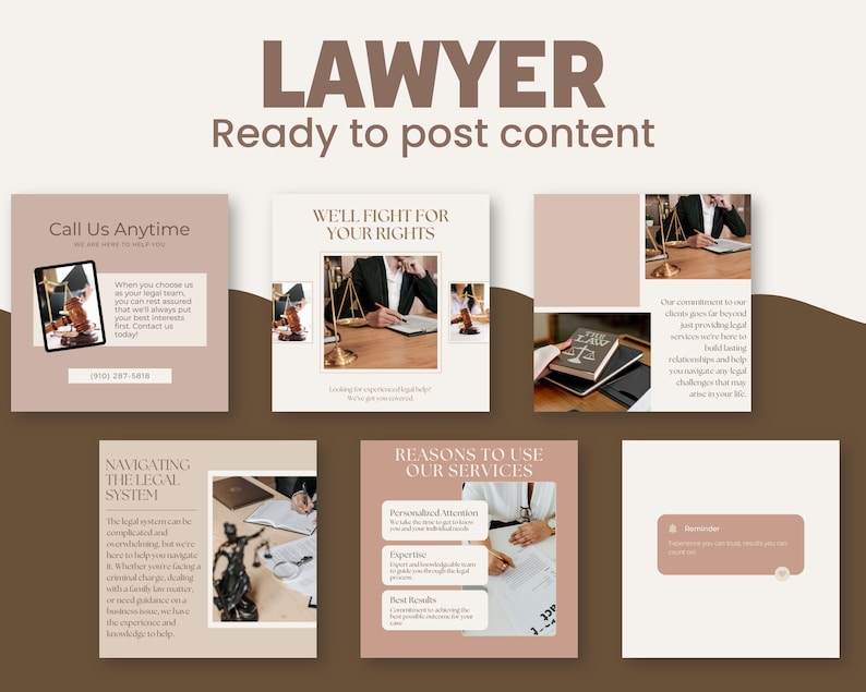 Law Firm Social Media Templates: Lawyer Instagram & Facebook Posts and ...