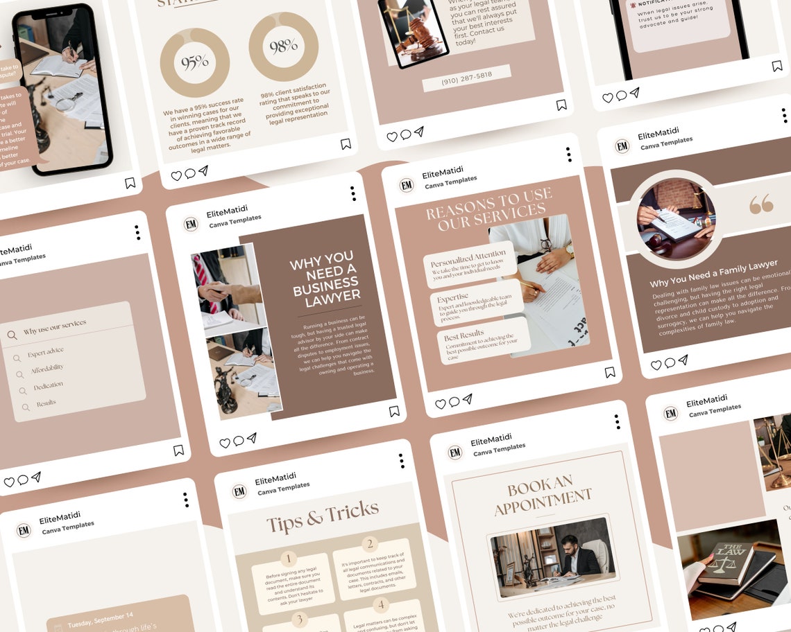 Law Firm Social Media Templates: Lawyer Instagram & Facebook Posts and ...
