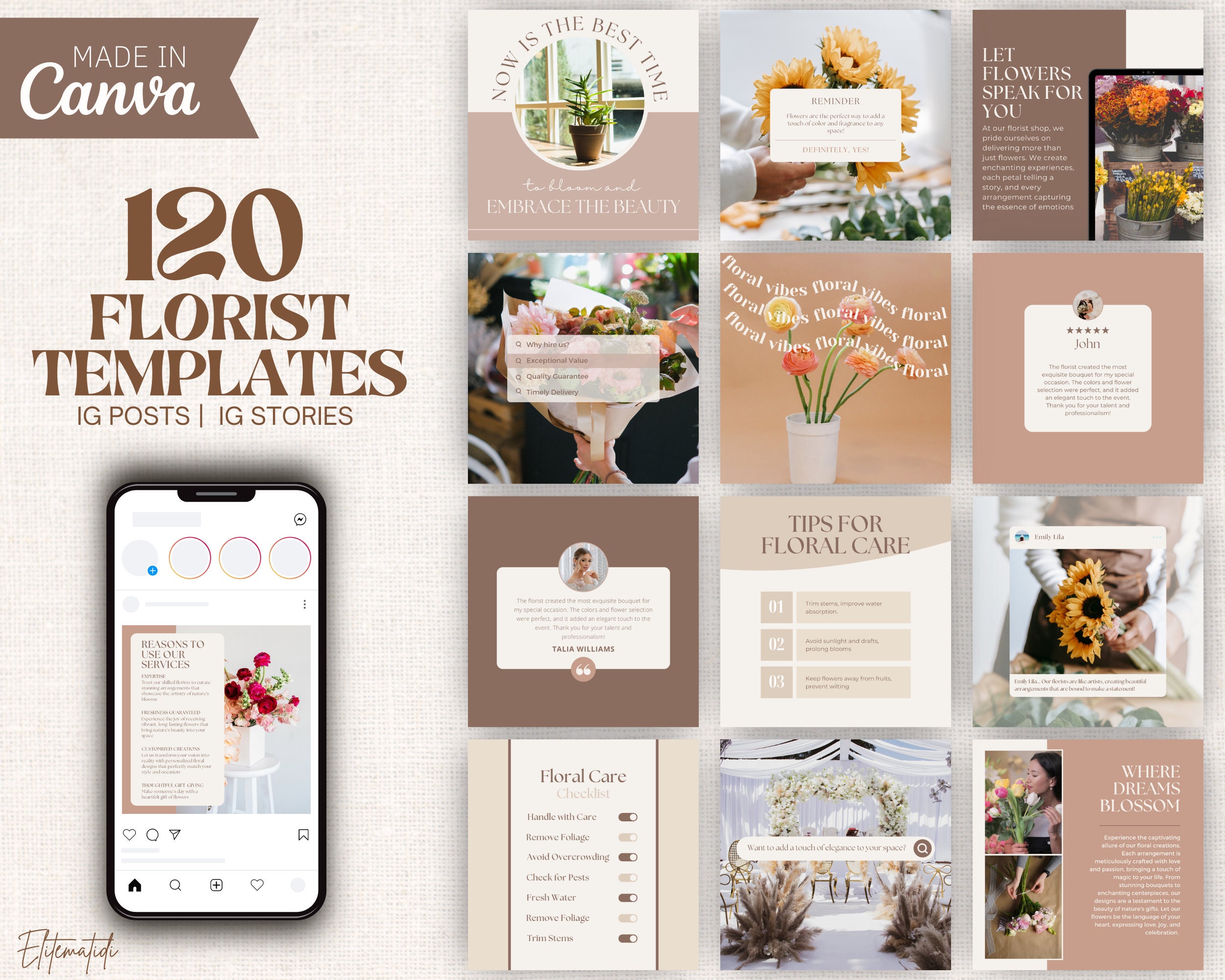 Florist Instagram Post Template, Social Media Marketing Template for ...