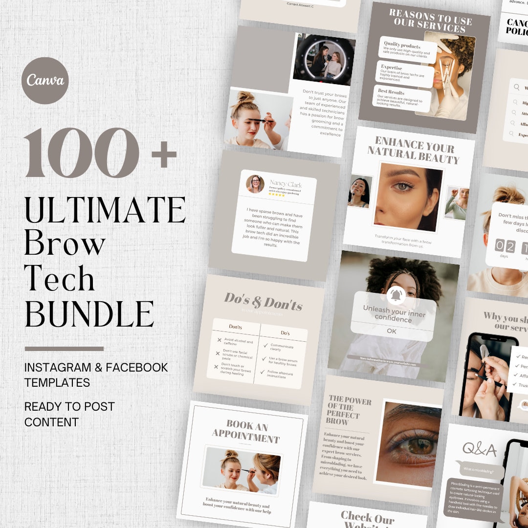 Brow Tech Instagram Post Template, Social Media Marketing for Brow ...