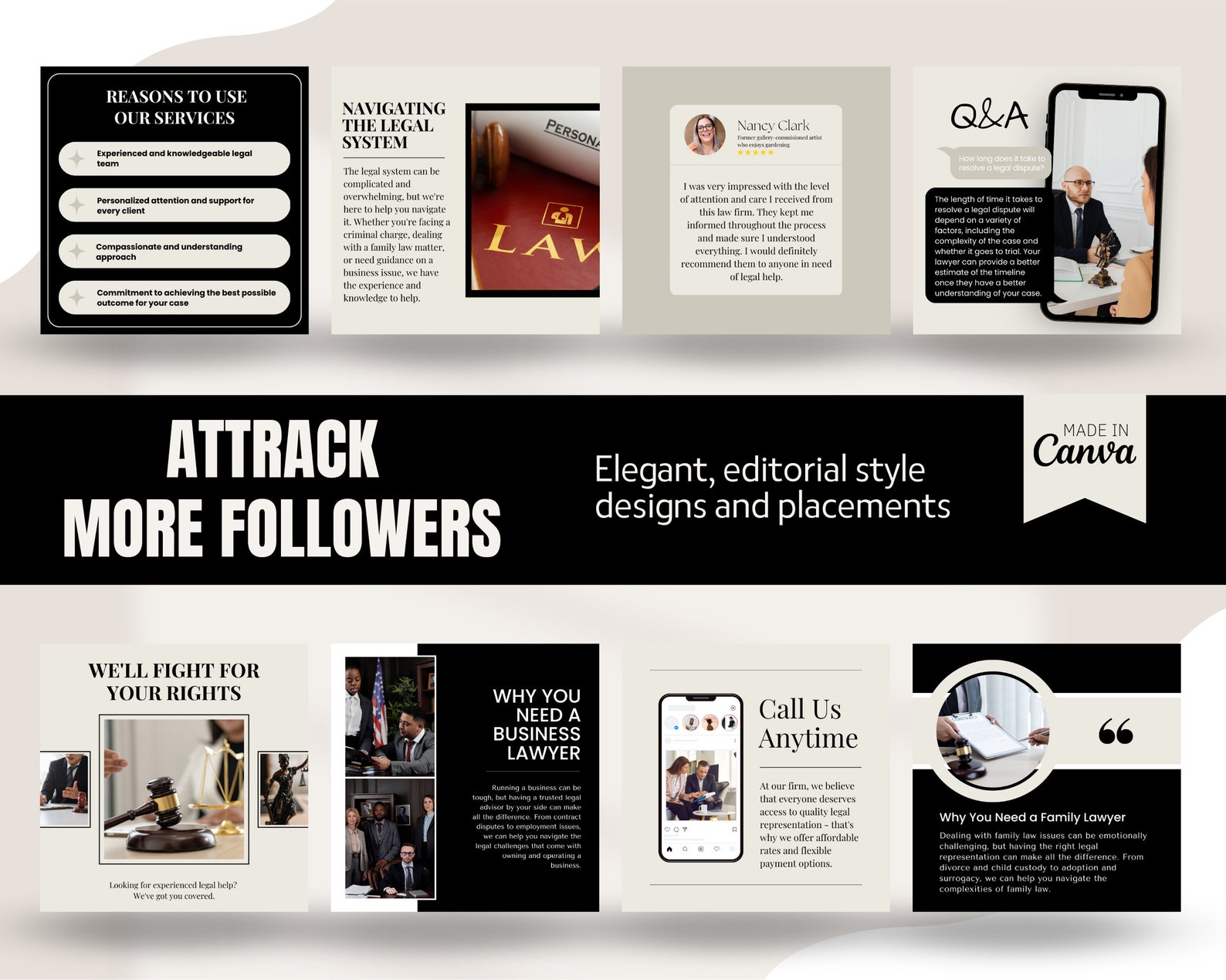 Lawyer Instagram Post Template, Social Media Marketing Template for Law ...