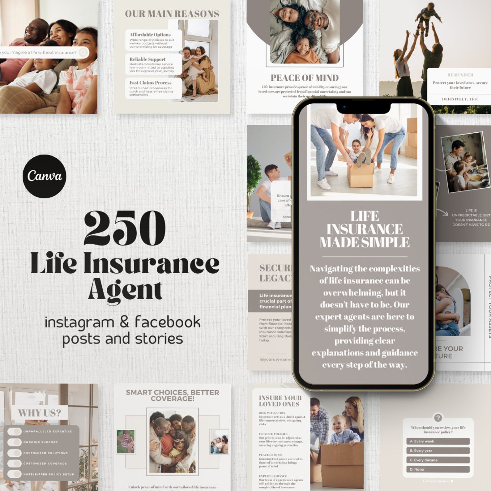 Life Insurance Social Media Templates: Instagram & Facebook Posts and ...