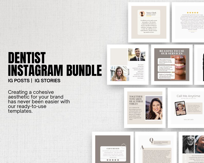 Dentist Instagram Posts Templates, Editable Social Media for Dental ...