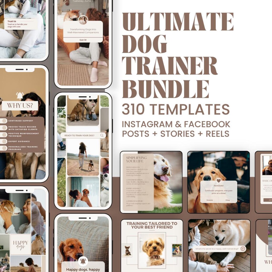 Dog Training Social Media Templates: Editable Facebook and Instagram ...
