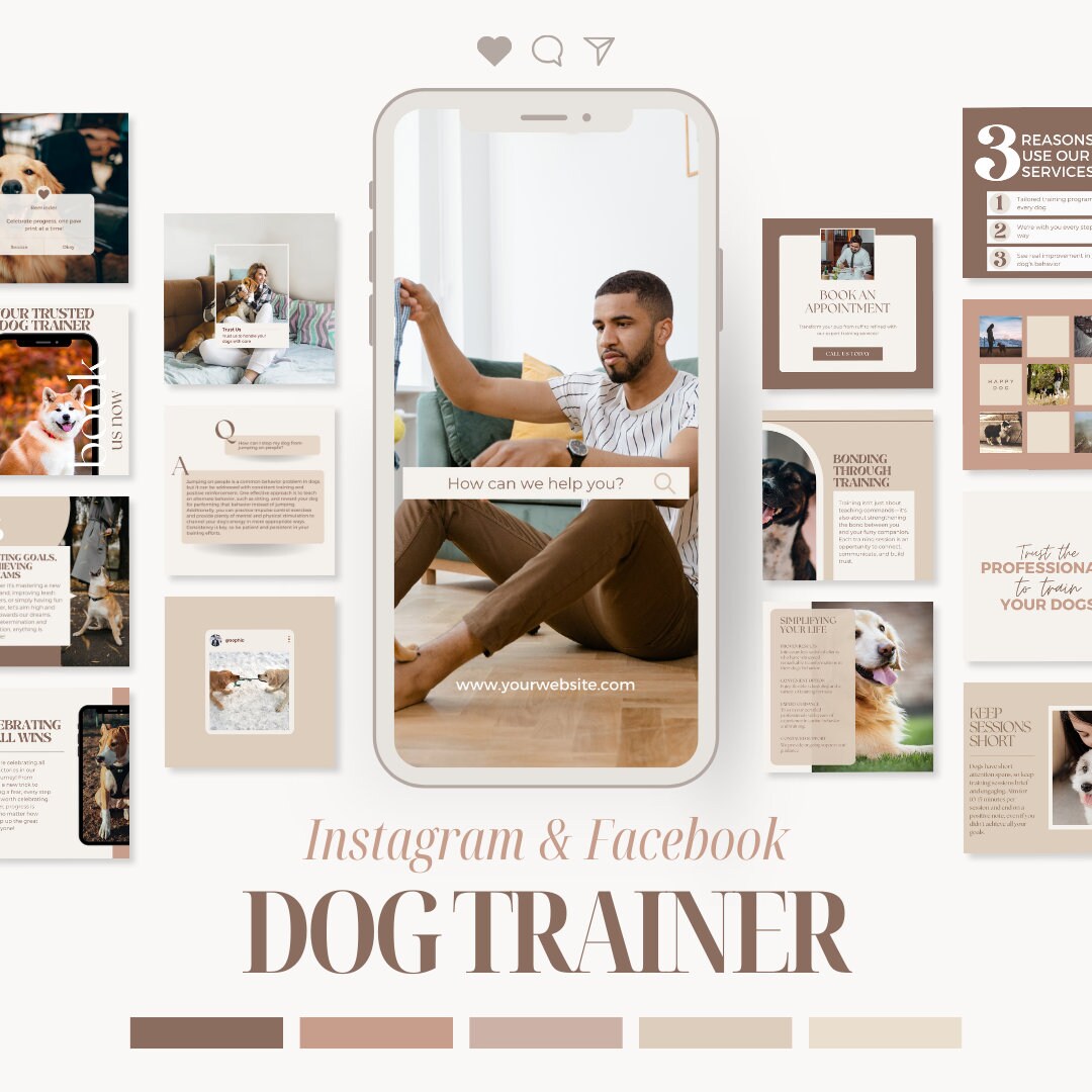 Dog Training Instagram Post Template, Social Media Posts for Dog ...