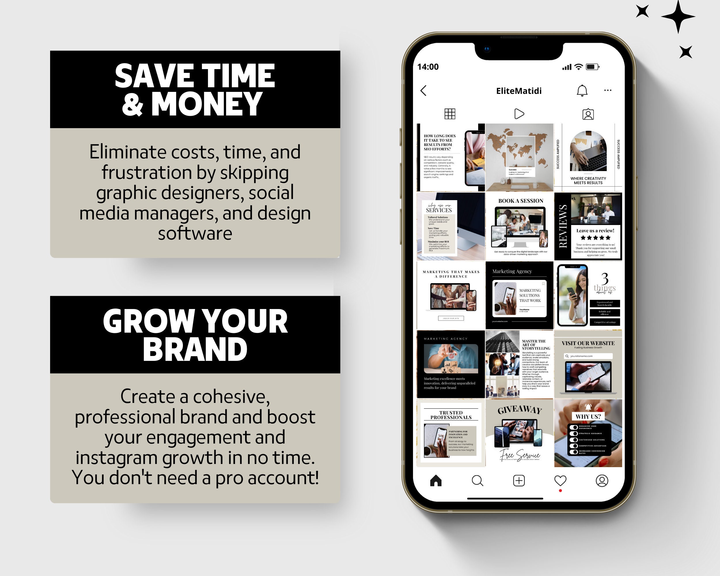 Marketing Agency Instagram Post Template, Editable Social Media Posts ...