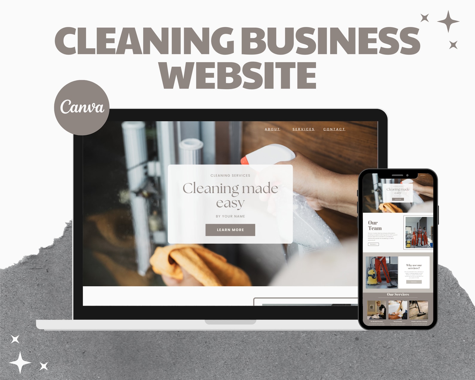 Cleaning Business Website, Canva Website Template for Cleaning Company ...