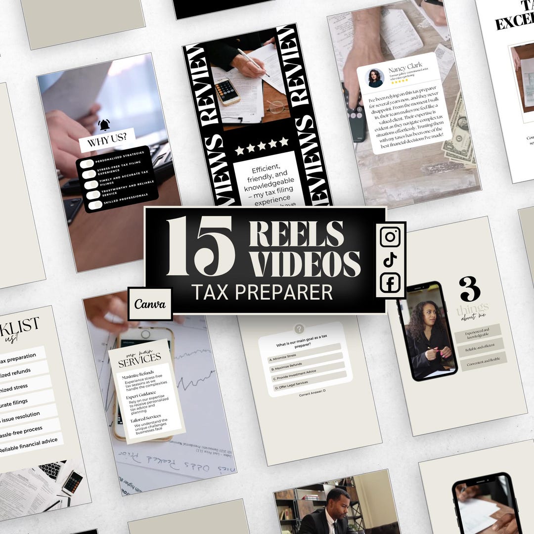 Tax Preparer Instagram Reels & Tiktok Videos: Social Media Templates ...