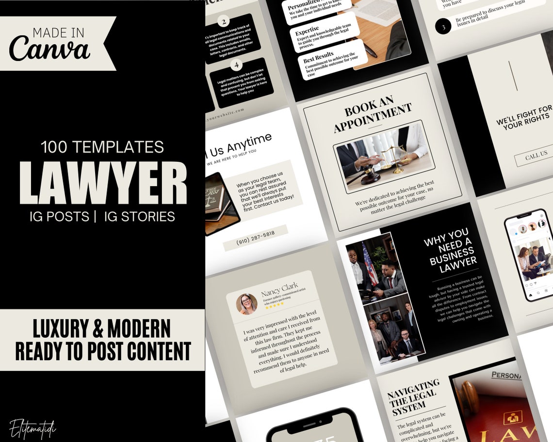 Lawyer Instagram Post Template Social Media Marketing - Etsy