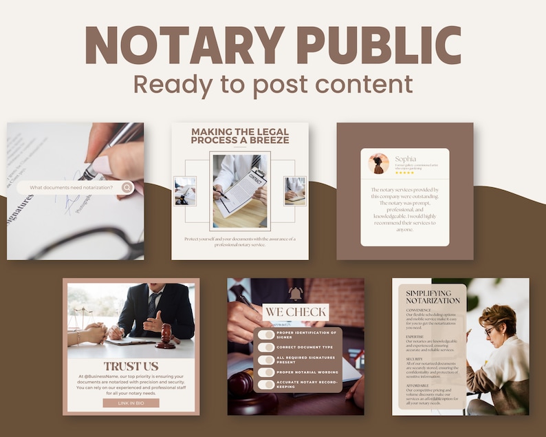Notary Marketing, Editable Notary Social Media Templates, Instagram ...