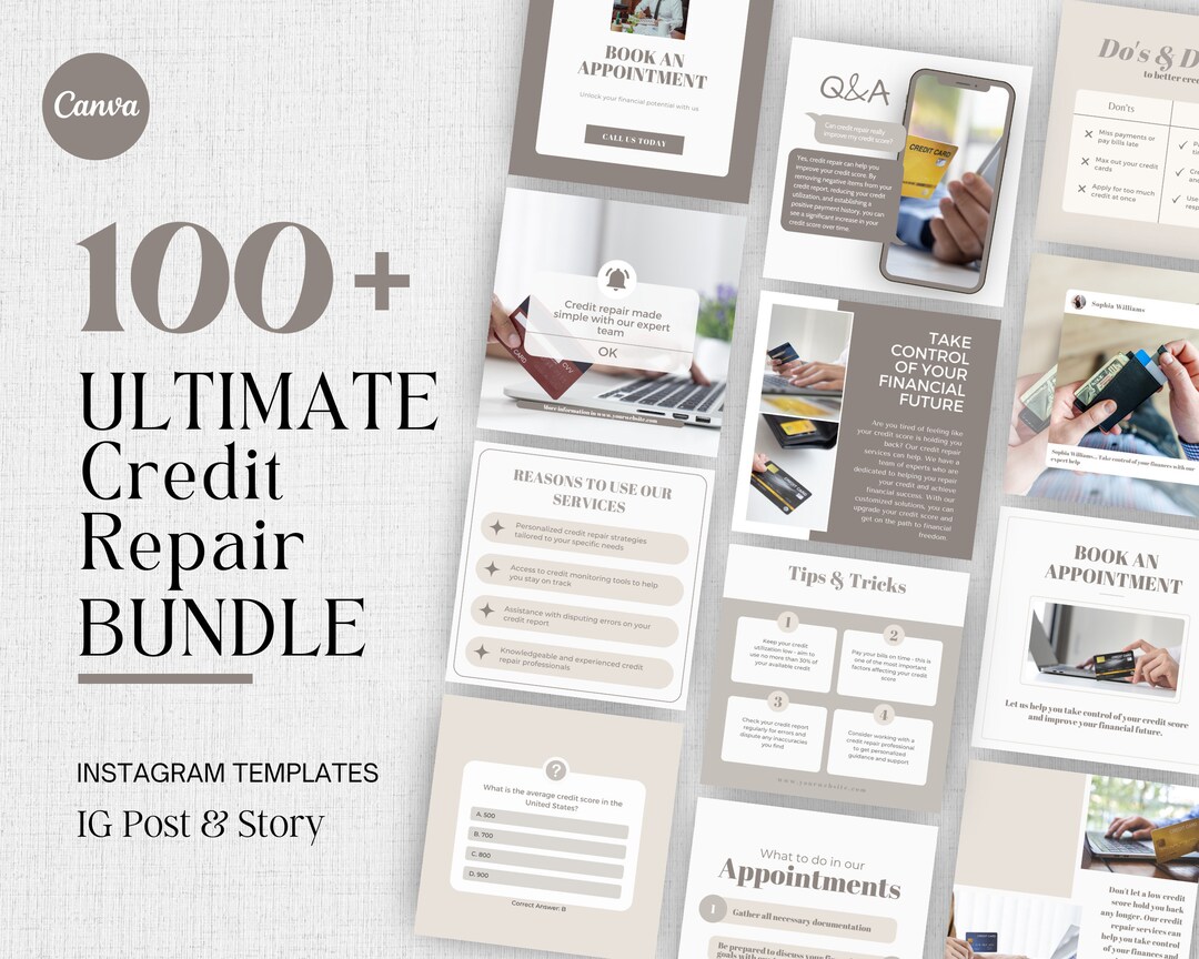 Credit Repair Instagram Post Template, Editable Credit Coaches ...