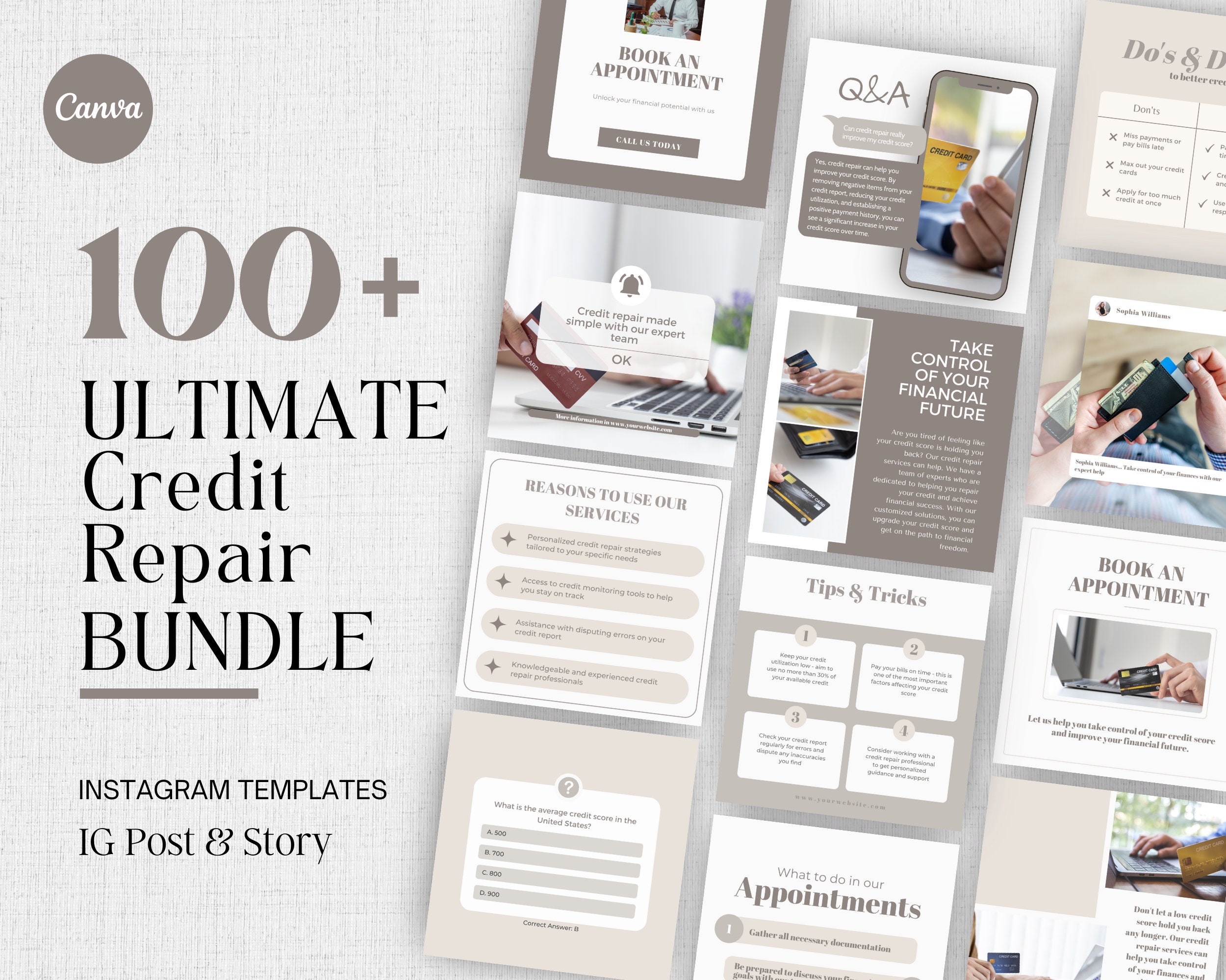 Credit Repair Instagram Post Template, Editable Credit Coaches ...