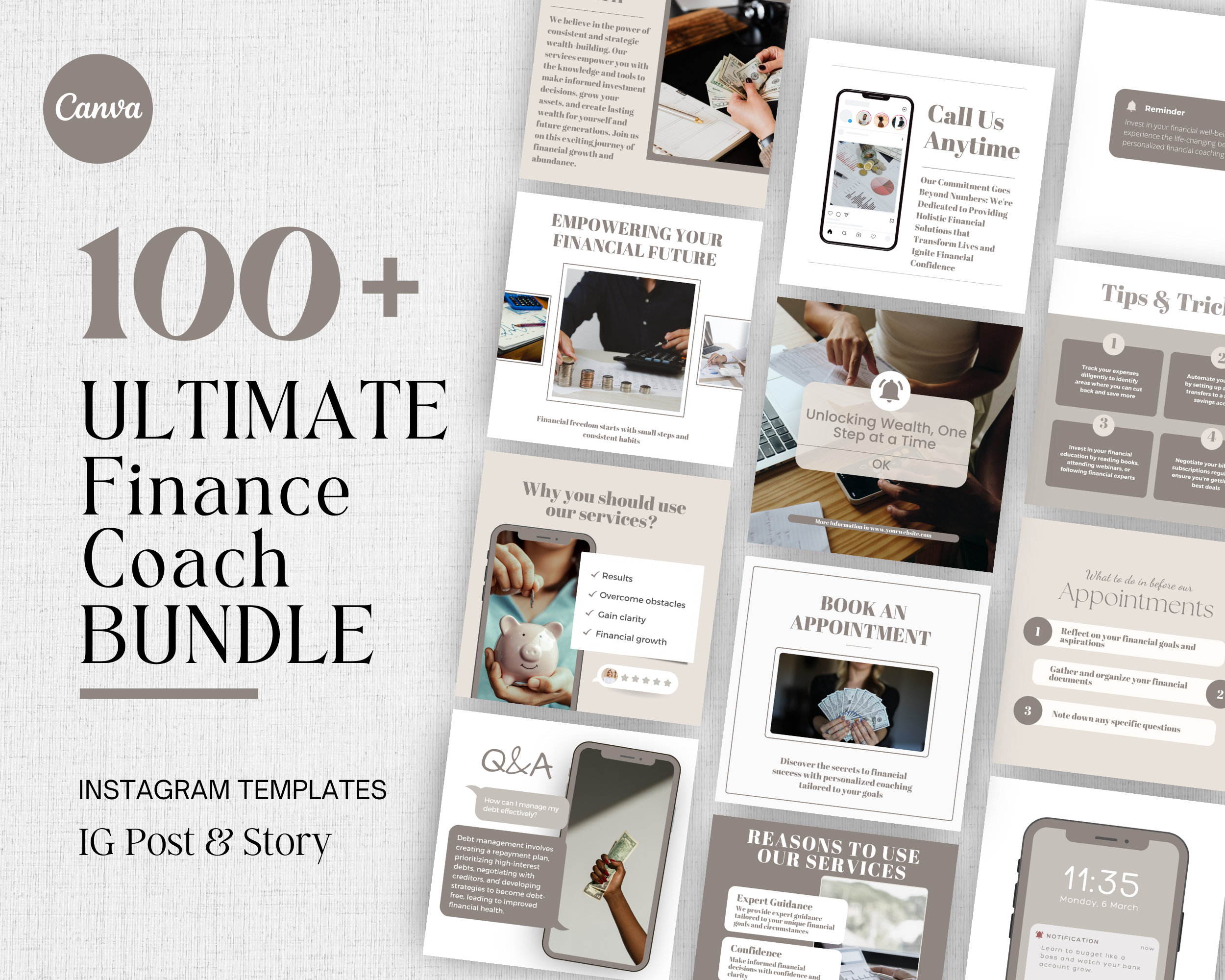 Finance Coach Instagram Post Template, Editable Social Media Posts for ...