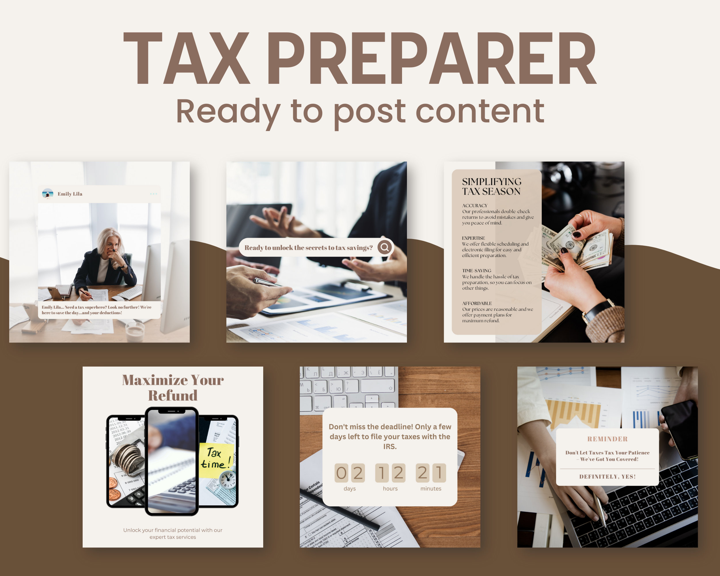 Tax Preparer Marketing, Editable Social Media Templates for Tax Prep ...