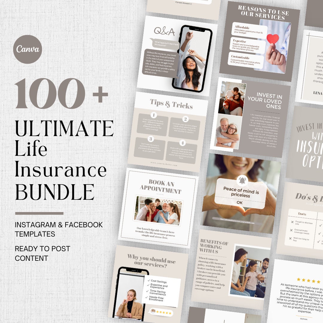Life Insurance Instagram Post Template, Social Media Marketing Template ...