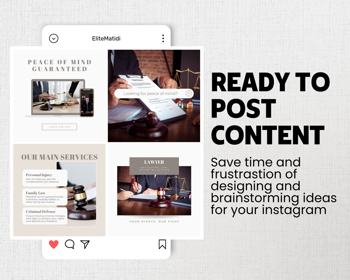 Lawyer Instagram Template, Editable Law Firm Marketing, Attorney ...