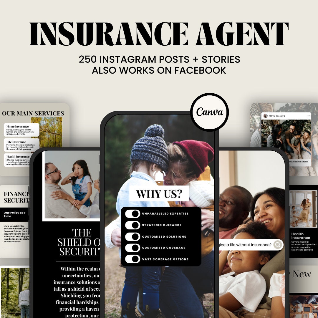 Insurance Agent Instagram Template, Editable Social Media Posts for Insurance Brokers, Insurance ...