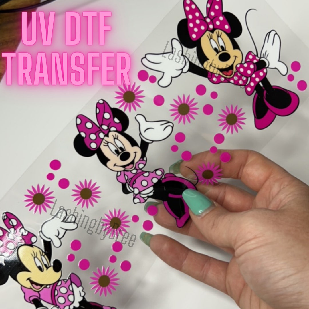 UV DTF Wrap Decal Sticker 16oz Libbey Glass Can Tumbler Minnie Mouse ...