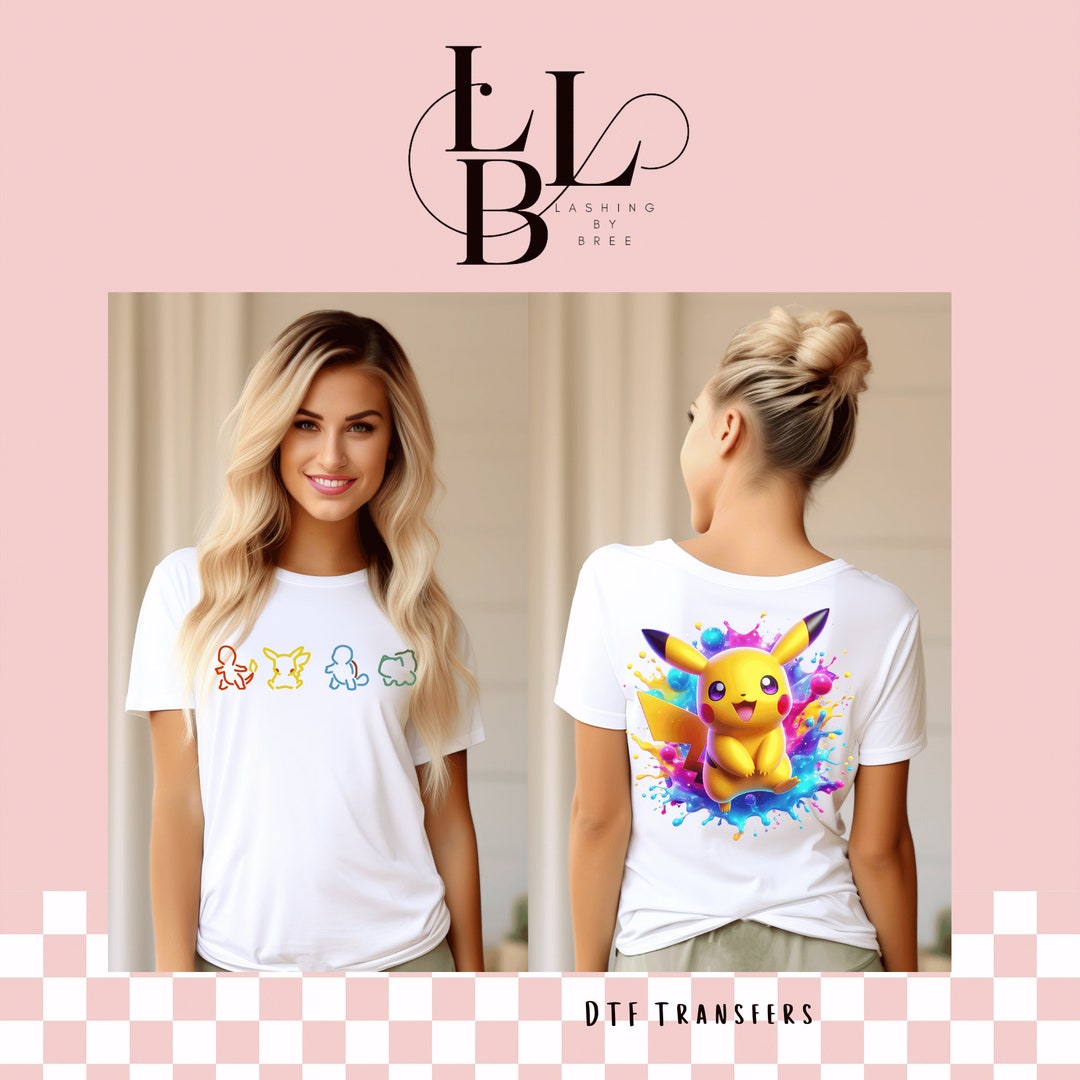 Adults Pokemon Pikachu T-shirt Dtf Iron on Heat Printing Transfer ...