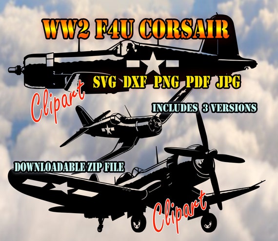 WW2 F4U Corsair Fighter Plane. Clipart SVG DXF PNG Pdf Jpg - Etsy