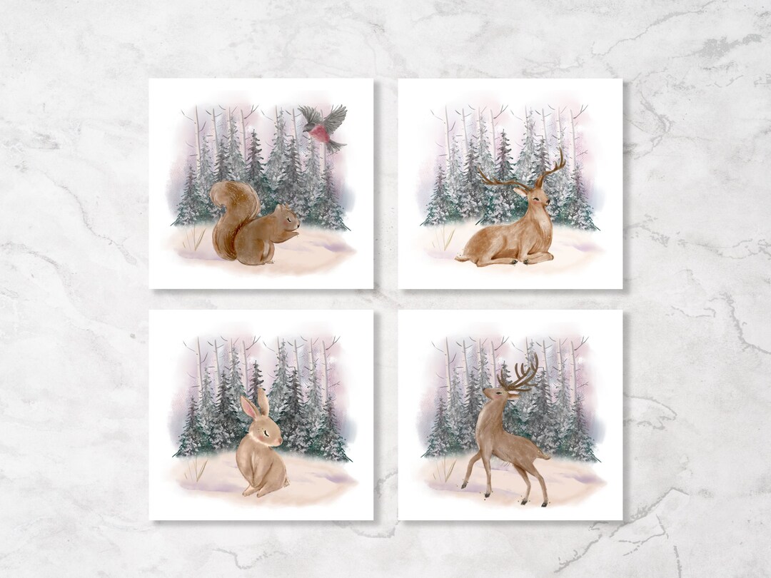 Nature Christmas Cards, Pack of 4, British Wildlife Christmas Cards ...