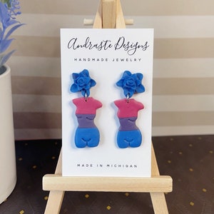 LGBTQ Bisexual/bi Pride Flag Inspired Polymer Clay Earrings - Etsy