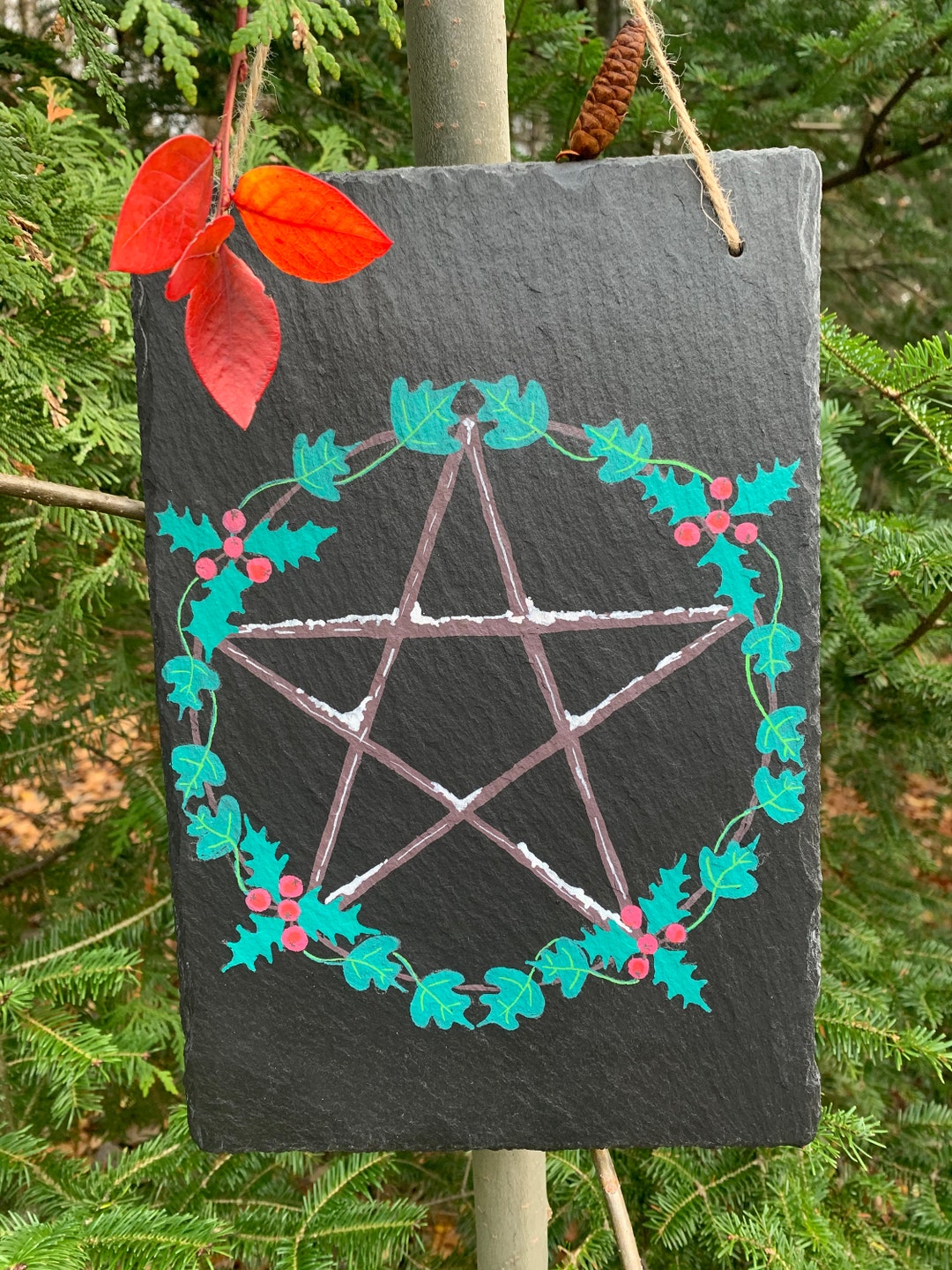 Pentacle With Holly and Ivy - Etsy
