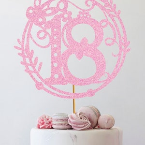 18th Birthday Cake Topper, Custom Cake Topper, Glitter Cake Topper for ...