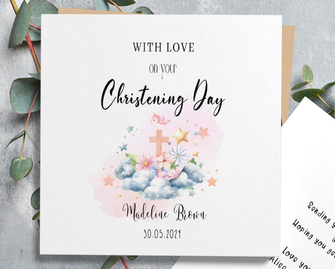 Personalised Christening Card, Baptism Card, Naming Day Card, Grandson ...