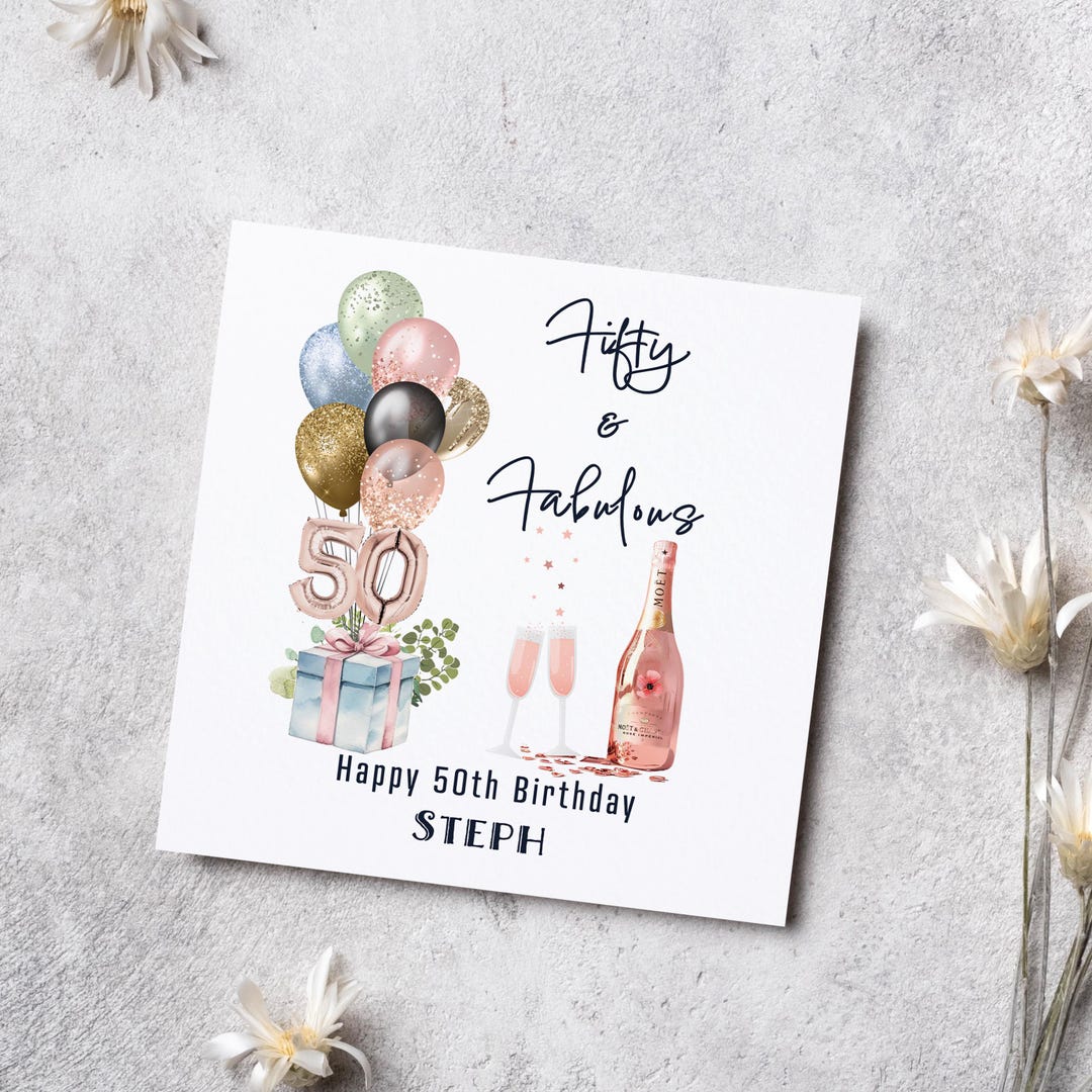 Personalised 50th Birthday Card, Fifty & Theme - Etsy