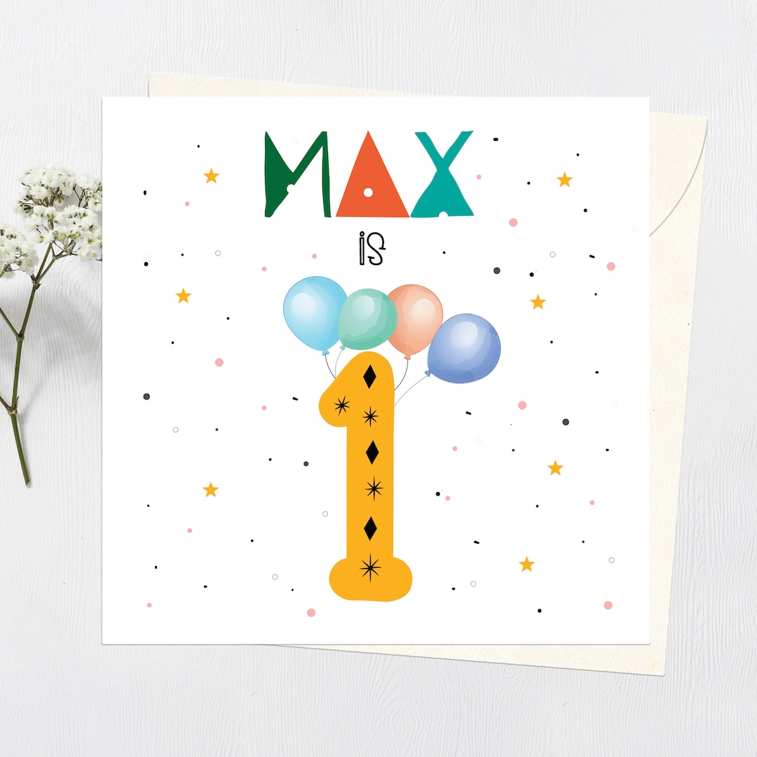 Personalised 1st Birthday Card Boy: Linen Cardstock - Etsy