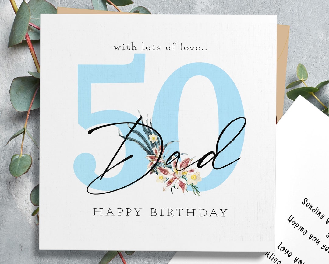 50th Dad Birthday Card, Happy 50th Dad Birthday Card, 60th, 70th, 80th ...