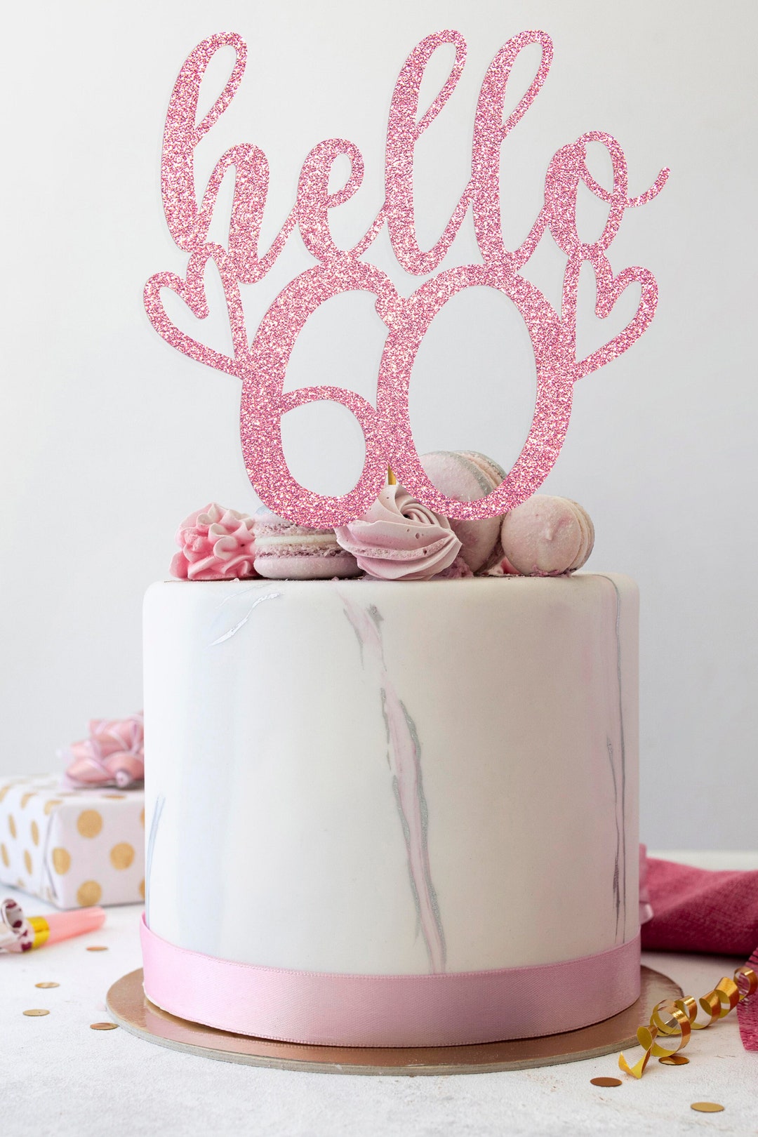 Hello 60 Glitter Cake Topper for 60th Birthday Cake Decoration - Etsy